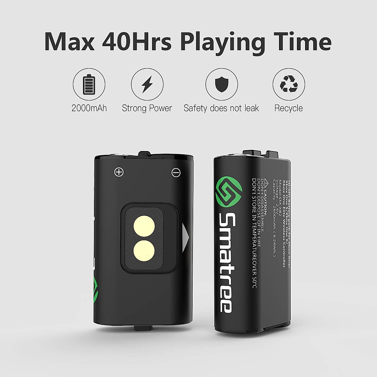 Smatree Controller Charger Station for Xbox One/Xbox Series X|S, Dual Charging Dock Compatible with Xbox Series X|S/Xbox One/One X/One S/One Elite, 2x2600mAh Rechargeable Battery