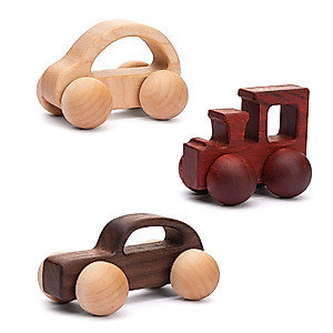 3PCS Wooden Baby Toys,Baby Grasping Toys Push Car Toys Montessori Toys Wooden Toy Vehicles,#1
