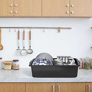 Taysisiter 12 Packs Black Plastic Commercial Bus Tubs, 13 L Plastic Restaurant Dish Washing Box