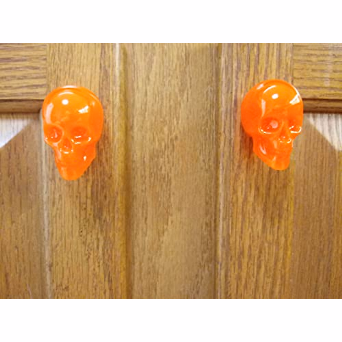 Orange Skull Cabinet Knobs/Drawer Knobs (Black Light Activated) (Set of 2)
