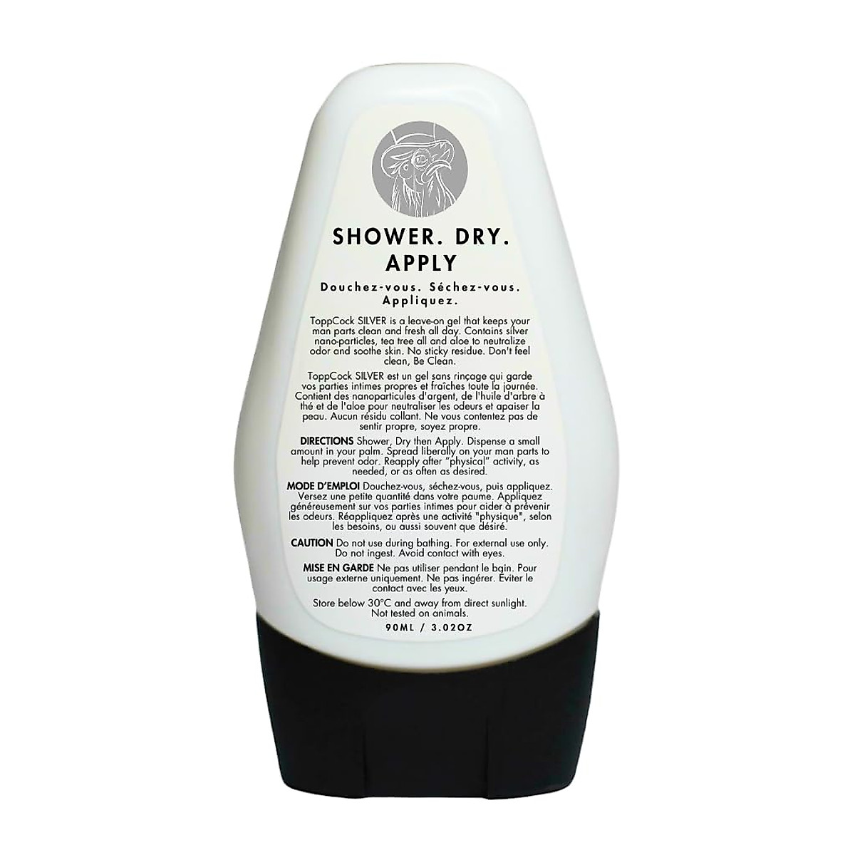 TPCK ToppCock Silver Leave-On Hygiene Gel for Man Parts, 90ml Odor Neutralizer, Male Care Moisturizing Body Hygiene