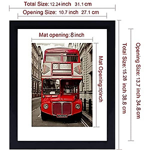 HEGATY Black 11x14 Picture Frame Set of 3, Display Pictures 8x10 with Mat or 11x14 Without Mat for Wall Mounting Display