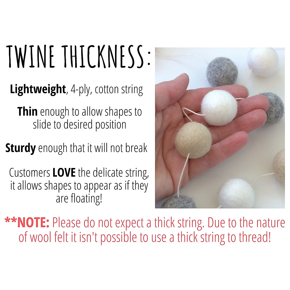 Pink Black White Felt Ball Swirl and Dot Garland- Children Home Decor, Valentine's Holiday- 1" (2.5 cm) Wool Felt Balls