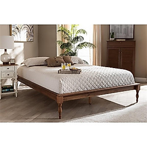 Baxton Studio Romy Vintage French Inspired Ash Wanut Finished King Size Wood Bed Frame