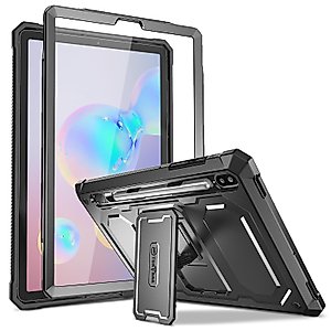 Fintie Shockproof Case for Samsung Galaxy Tab S6 10.5" 2019 (Model SM-T860/T865/T867), Tuatara Rugged Unibody Hybrid Full Protective Bumper Kickstand Cover with Built-in Screen Protector, Black