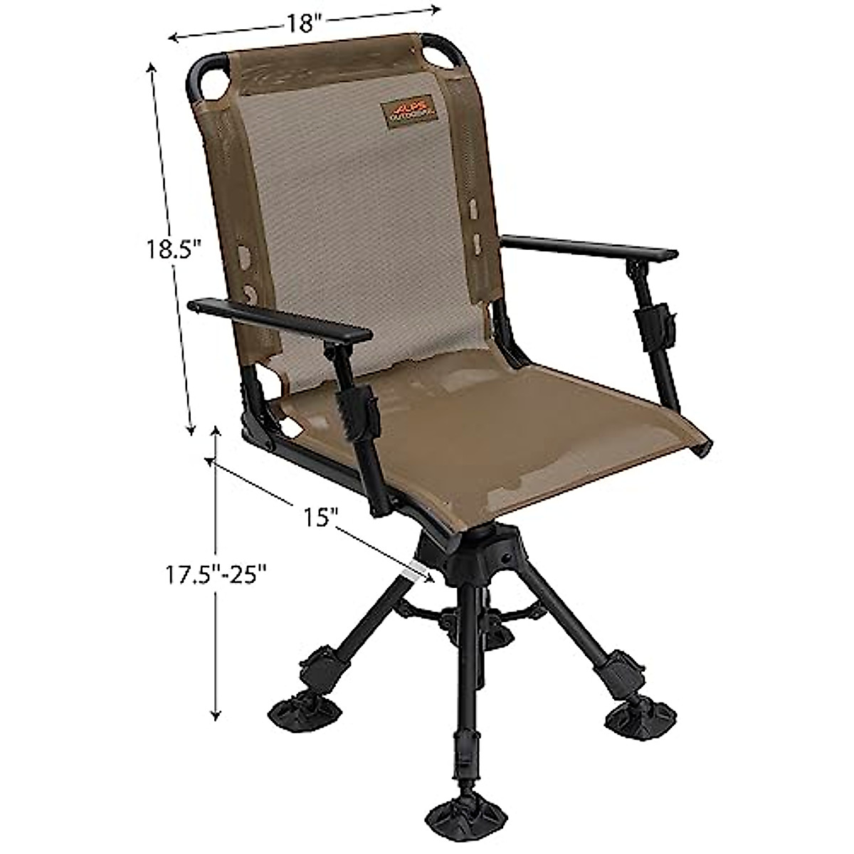 ALPS OutdoorZ Stealth Hunter Hunting Chair,Adjustable Height Deluxe, Brown - New
