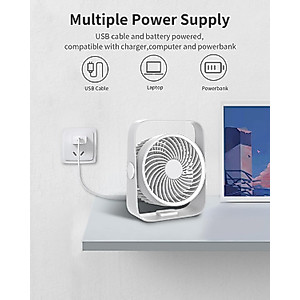 KONSIDEN Small Fan, 8 Inch USB Desk Fan, Quiet Office Fan, 4 Speed Winds, 360° Head Tilt, Detached Cover, Small Table Fan, Easy to Clean, Ideal for Bedroom, Office, Kitchen, Camping
