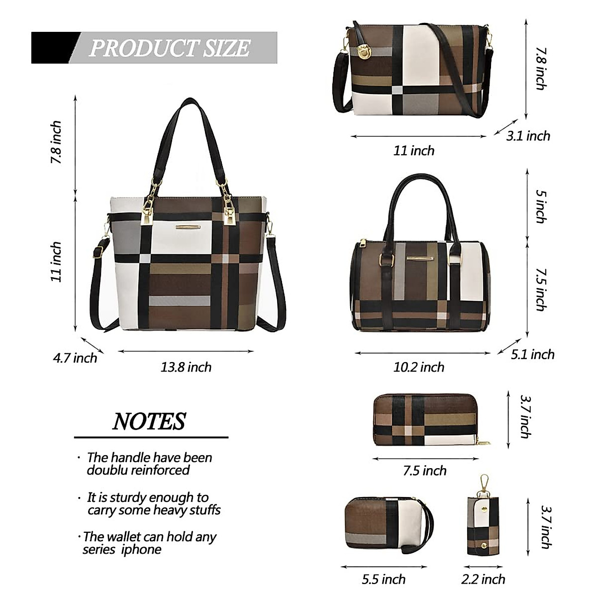 2E-youth Designer Purses and Handbags For Women Satchel Shoulder Bag Tote Bag For Work Clutch Purses (Brown)