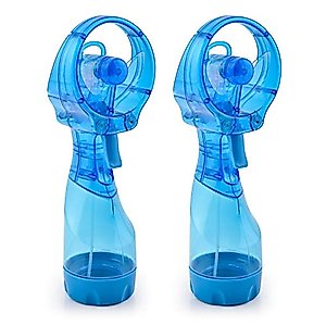 O2COOL Deluxe Handheld Battery Powered Water Misting Fan (Light Blue) 2 Pack