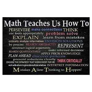 Posters Math Teaches Us How To Persevere Make Connections Think Math, Classroom, Back To School, Lover Math Art Decor, Classroom Decor, Math Teacher Gift [UNFRAME]