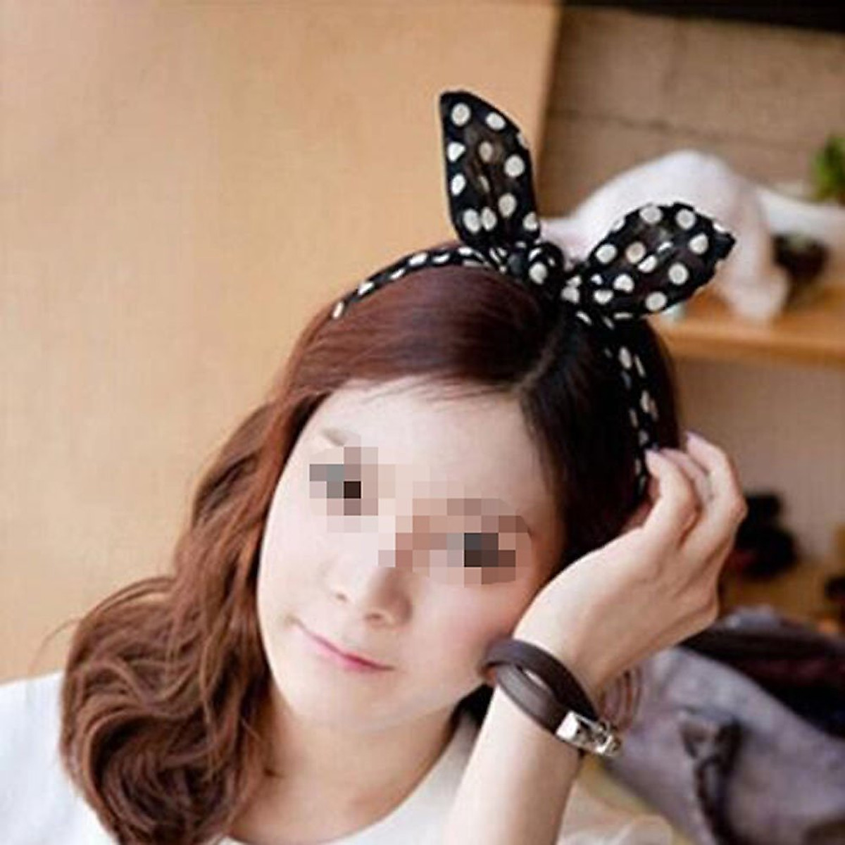 Pack of 9 Polka Dot Bow Style Tie Headband Hair Hoop - Fashion Fabric Covered Rabbit Ears Hair Band for Women