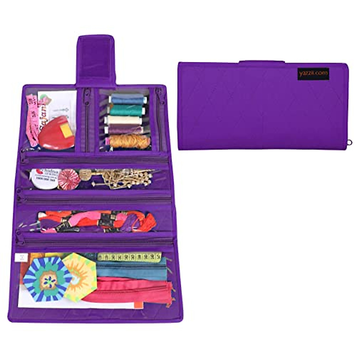 Yazzii Compact Craft Organizer Tote Bag - Portable Storage Bag Organizer - Multipurpose Storage Organizer for Crafts, Cosmetics & Jewelry-Purple