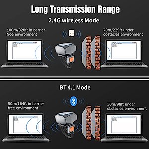 Eyoyo 2D Bluetooth Ring Barcode Scanner,Wearable Wrist Finger Wireless Scanner, Left/Right-Hand Operation,1D QR PDF417 Data Matrix Reader for iPhone, Android, Windows,Mac OS
