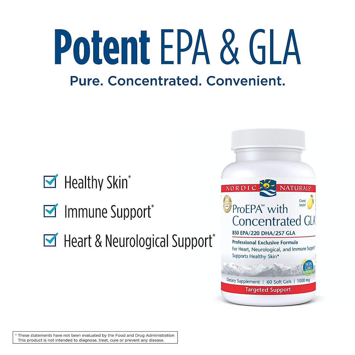 Nordic Naturals ProEPA with Concentrated GLA, Lemon - 60 Soft Gels - 1217 mg Omega-3 + 257 mg GLA - Heart, Neurological & Immune Support, Healthy Skin - Non-GMO - 30 Servings