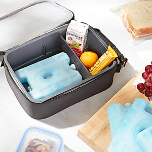 Amazon Basics Reusable Hard Sided Rectangular Ice Pack, 6.5" X 4.3" X 1.2", Blue, Pack of 4