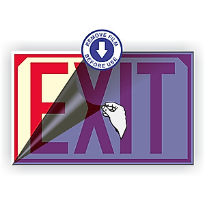 OSHA Photoluminescent Exit Sign | Pack of 2 | UV Inks on Aluminum | HEAT Resistant | COLD Tolerant | WEATHER Proof. NightBright USA Part: OCR-050 II