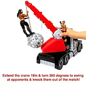 Mattel WWE Vehicle Playset, Wrekkin' Rampage Rig Truck with Breakaway Wrekkin Ball, WWE Championship & Accessories for 6-inch Action Figures