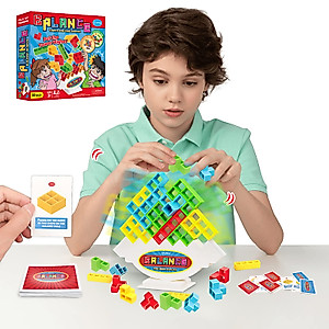 iYuePeng 32 Pcs Tetra Balance Tower Stacking Games Team Building Blocks Board Game for Kids & Adult, Drop The Pile of Tower STEM Toys for 2 Players, Family, Parties, Travel