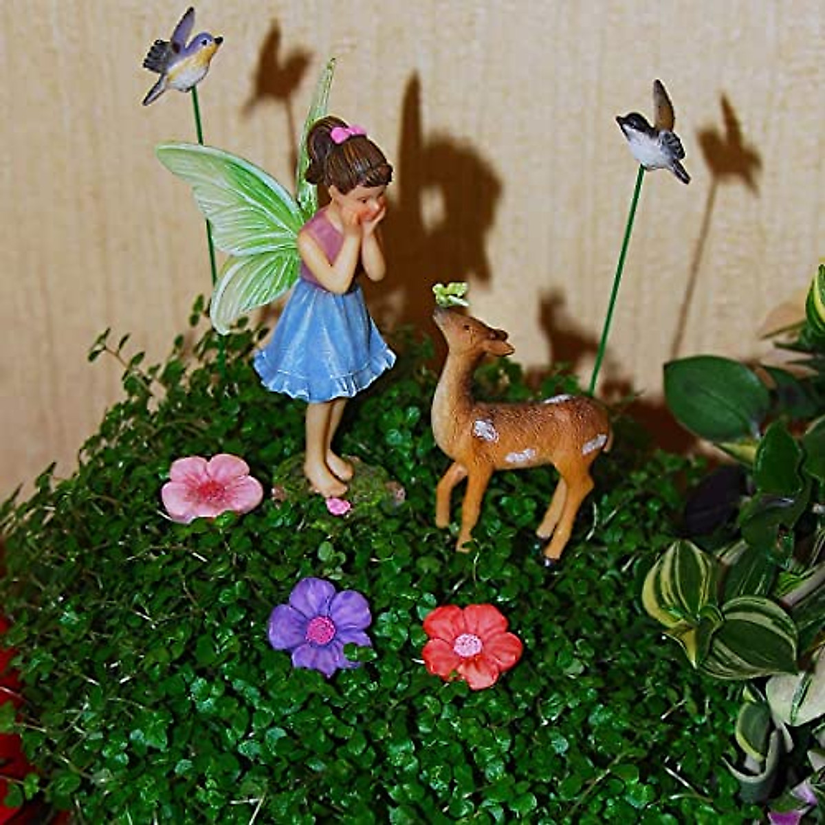 Mood Lab Fairy Garden - Miniature Accessories and Figurines Kit - Deer Set of 7 pcs - for Outdoor or House Decor
