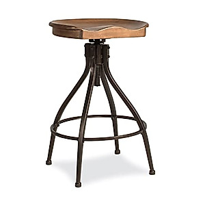 Hillsdale Worland Swivel Backless Stool, Adjustable Stool (One Stool), Brown