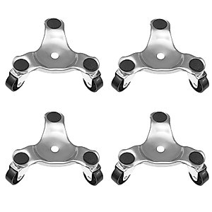 4 Packs Steel Tri-Dolly 200 lbs Load Capacity 3 Wheel Furniture Mover Dolly for Moving Cabinet, Furniture, Appliances (6 inch)