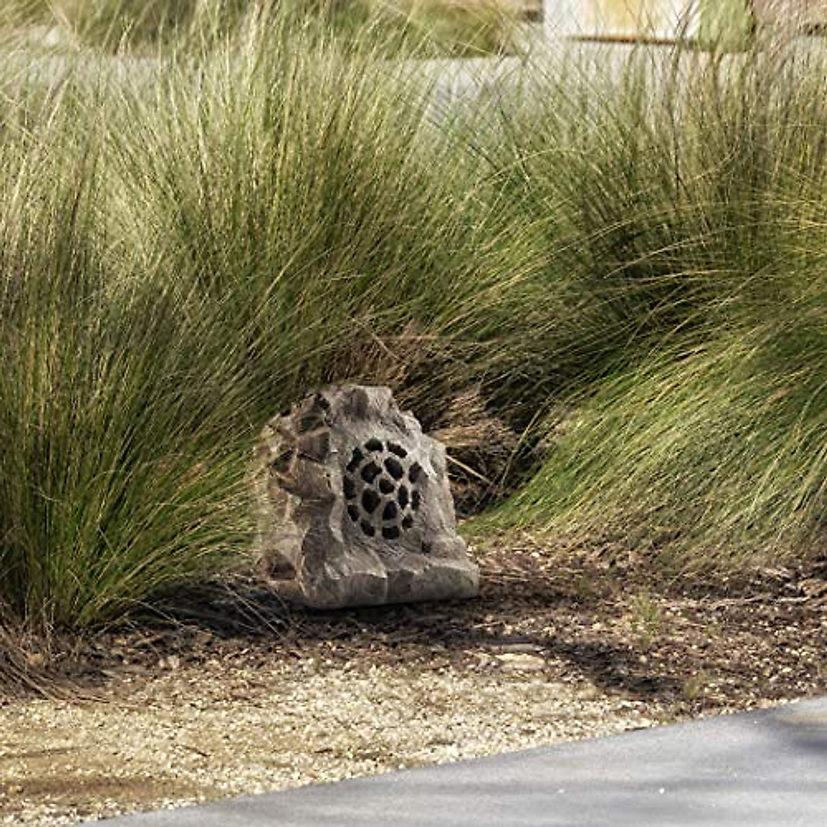 Alpine Corporation - Waterproof Bluetooth Solar-Powered Outdoor Wireless Rock Speaker – 50 Foot Range - Weatherproof, High-Fidelity Sound, Energy Efficient Solar Charging, Portable Audio System (Gray)