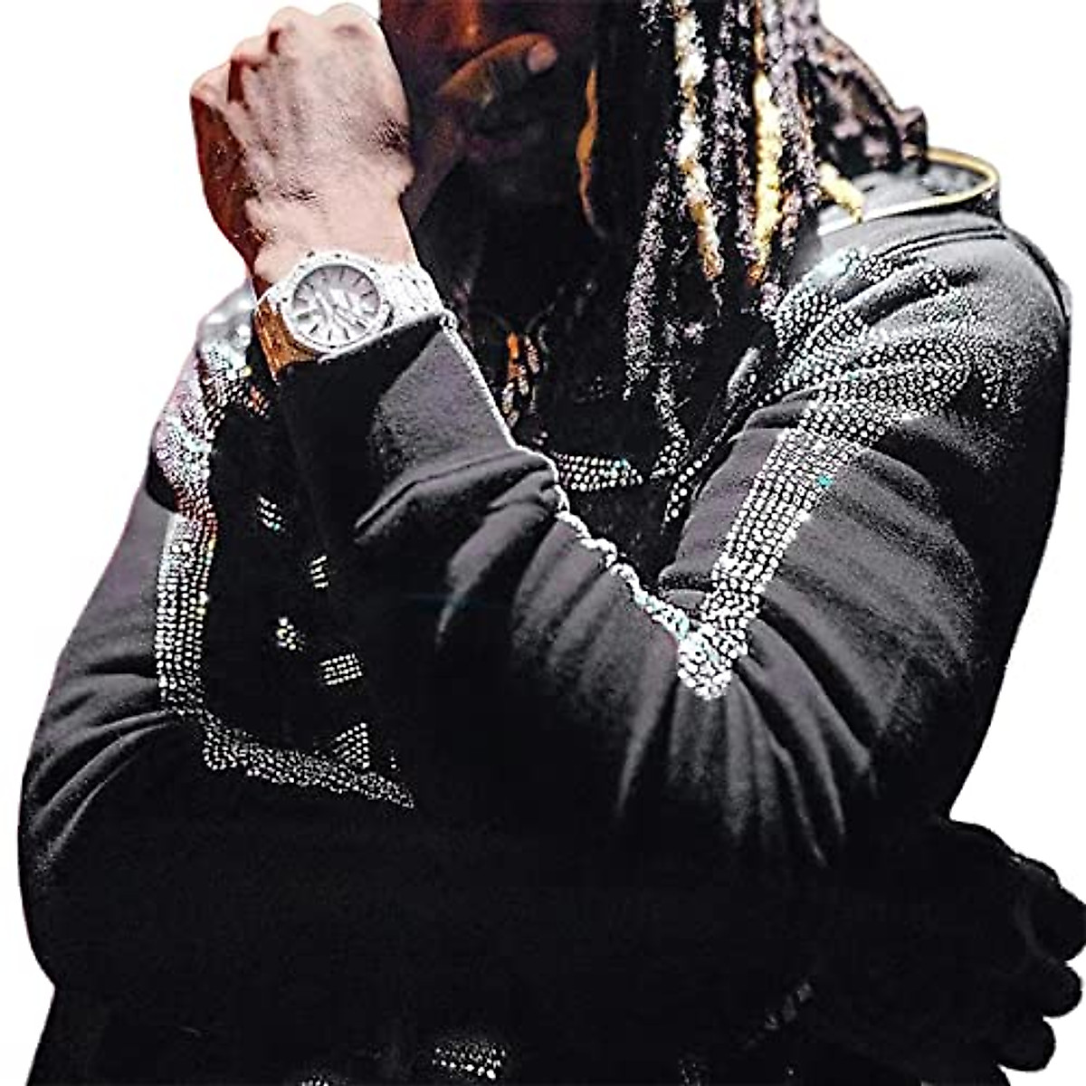 Fanvereka Men Women Over Face Rhinestone Full Zip Up Hoodie Halloween Costumes Y2k Graphic Hooded Streetwear Jacket Shirt (Black Skeleton, M)