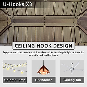 UBGO Hardtop Gazebo12X18FT,Wooden Coated Aluminum Frame Canopy with Curtains and Netting,Outdoor Permanent Metal Pavilion with Galvanized Steel Double Roof (Wood-Looking),for Patio, Deck and Lawn