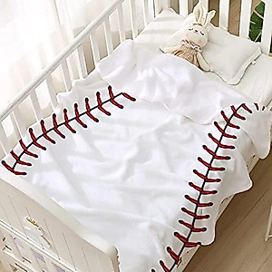 RICKYOUNG Baseball Style Flannel Lightweight Blankets Quilt Plush Fleece Soft Bedding Throw Blanket for Couch and Bed 80"x60" for Adult