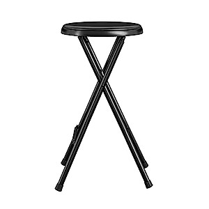 COSCO 24" Vinyl Padded Folding Stool, Multipurpose, for Small Spaces, Double Braced, 4-Pack, Black