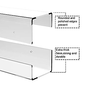 Sanasic Set of 3 Acrylic Floating Wall Shelves, Display Ledges Storage Organizer for Bedroom Bathroom Kitchen Office, 16.5" L x 4" D x 3" H
