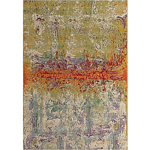 Unique Loom Outdoor Modern Collection Area Rug - Crumpled (7' 1" x 10' Rectangle, Multi/ Gold)