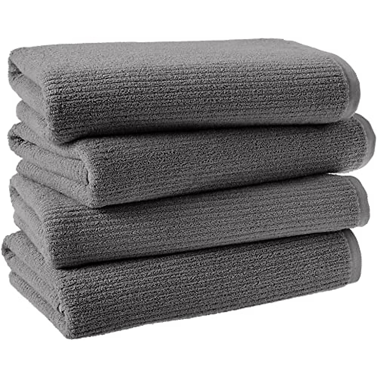 Amazon Aware 100% Organic Cotton Ribbed Bath Towels - Bath Towels, 4-Pack, Dark Gray