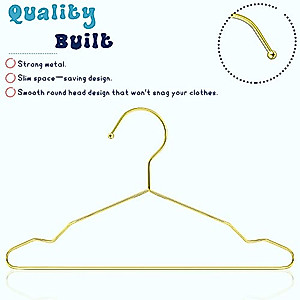 Wire Hangers Children's Hangers Strong Metal Children Clothes Hangers for Closet Space Saving Hanger for Hanging Coats Pants Clothes, 12 x 6.5 Inch（Gold, 36 Pcs）