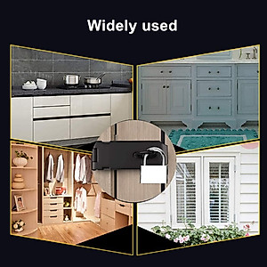 Padlock Hasp 4 Inch Door Hasp Latch Lock Stainless Steel Padlock Clasp Black Hasp Lock Gate Hasp with Fixing Screw for External Doors Window Cabinet Pet Cage