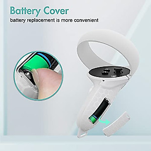 UPOK Alternative Controller Grips for Oculus/Meta Quest 2 - Accessories Battery Door Covers with Premium Adjustable Wrist Knuckle Leather Straps Fit Gym Class Basketball VR