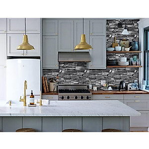 Timeet Brick Stone Wallpaper Peel and Stick Wallpaper Faux Stone Wallpaper 17.3"x118.1" Brick Wallpaper Self Adhesive Removable Wallpaper for Bedroom Living Room Wall Decor