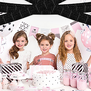 6 Pack 10 Feet Black Foil Fringe Garland Metallic Foil Tinsel Streamers, Wall Hanging Fringe Curtain Backdrop Tinsel Fringe Banner for Parade Floats, Wedding, Birthday, Halloween Party Decorations