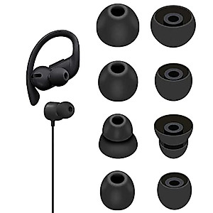 JNSA 8pcs Black Replacement Silicone Ear Tips Ear Buds Compatible with Powerbeats Pro Earphones - Black [Powerbeats Pro Ear Tip]