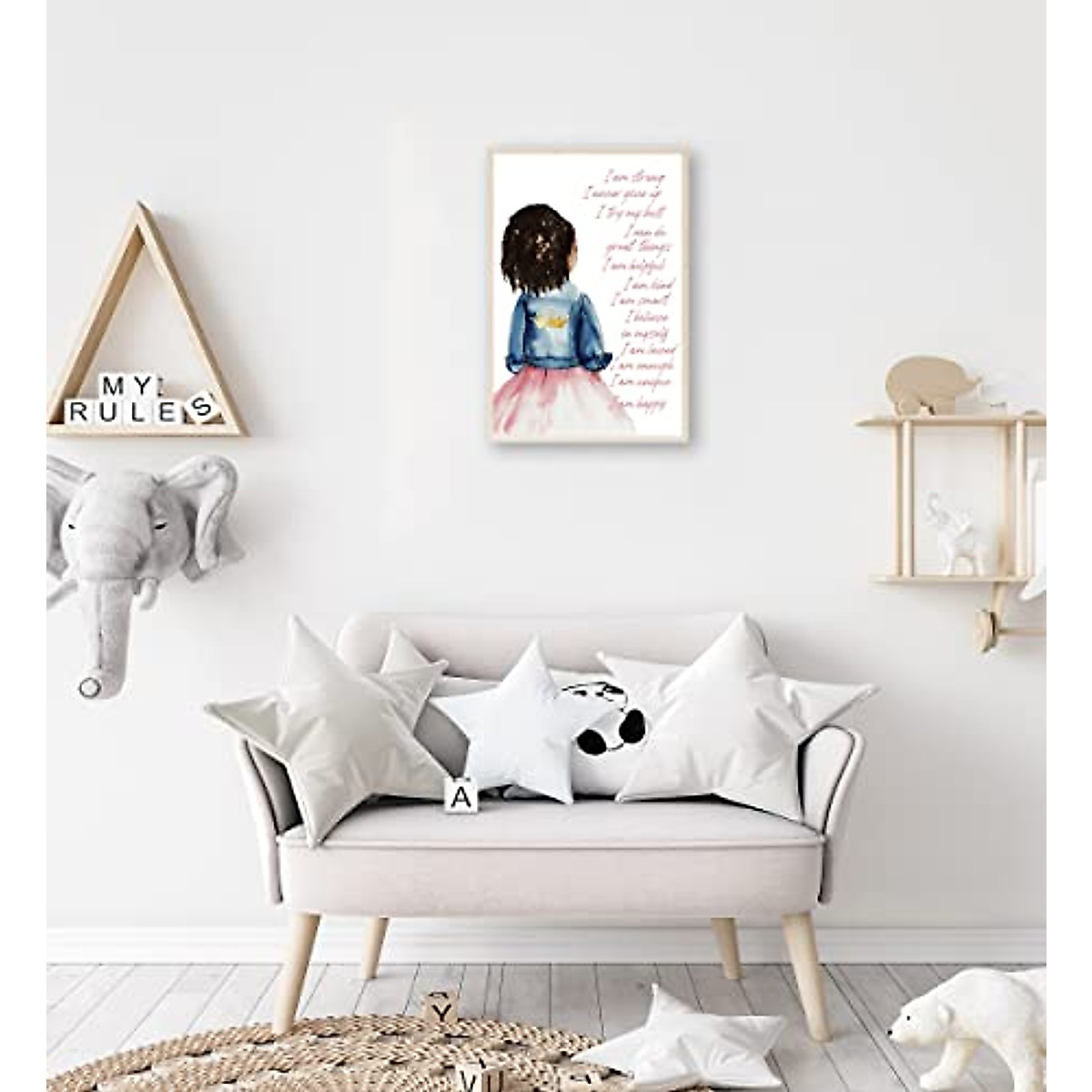 Canpllesy Positive Quotes Wall Art Girls Room Decor African American Girl Wall Art Decor Motivational Black Girl Posters Positive Affirmations Encouragement Gifts for Girls Daughter Gifts UNFRAMED