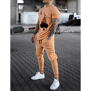 TZIISOA Men's Tracksuits 2 Piece Outfit Casual Short Sleeve Sweat (ML2021042,XL)