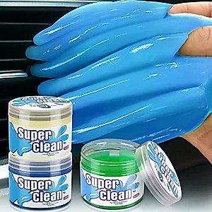 Simpower Car Cleaning Gel Putty: 2022 est Universal Detailing 3 Pack Reusable Keyboard Cleaner Unique Tinfoil Layer Design Putty for Interior Dash Printers Calculators 600G, Blue, Green, Yellow