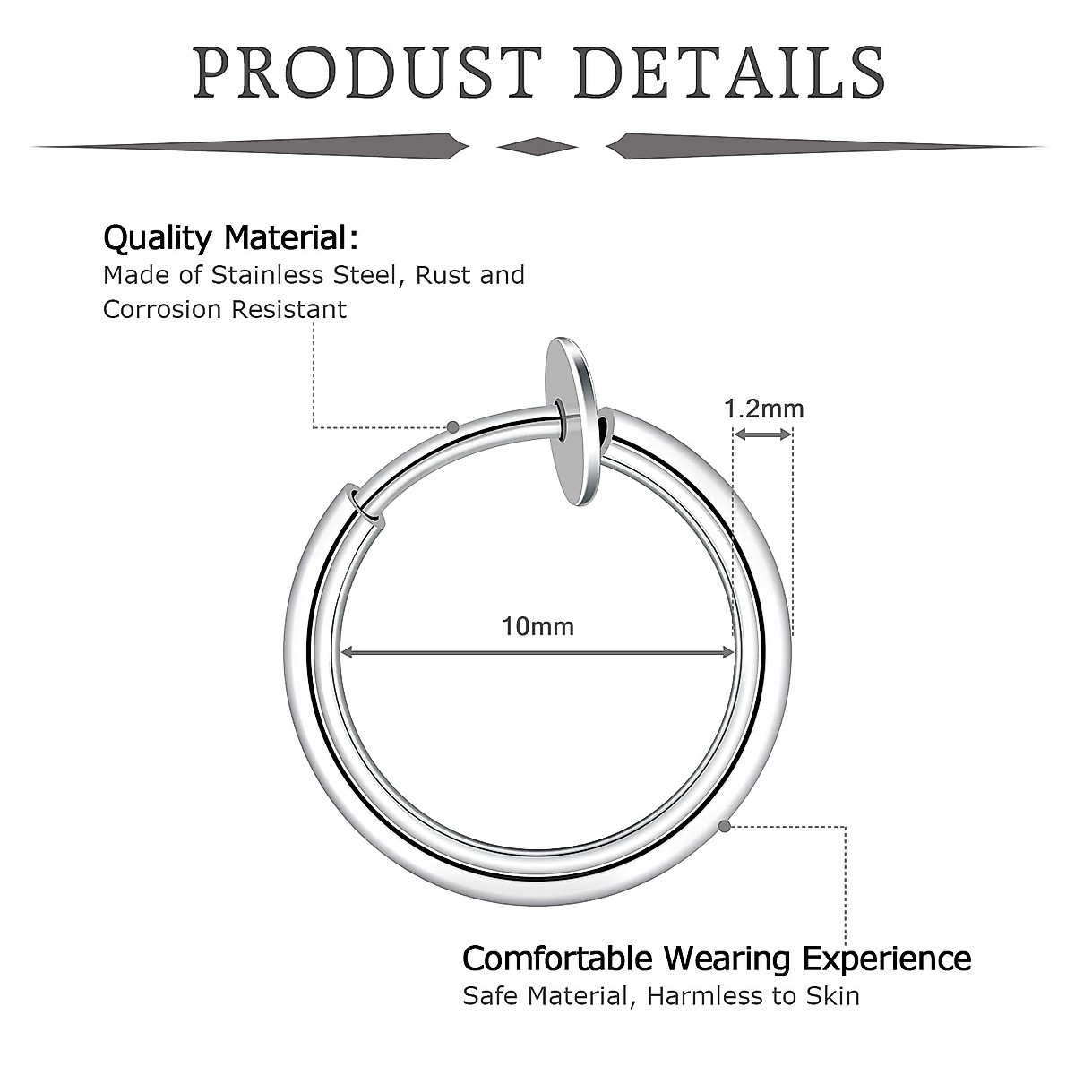 Mayhoop 16g Cartilage Earring Stud Hoop Tragus Stud Forward Helix Earrings Rook Daith Conch Stainless Steel Piercing Jewelry