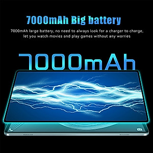 Zopsc 10.1in Tablet for Android 12-4G HD Tablet 8 Core CPU 8+256G 8MP+16MP 7000mAh, GPS Gravity Sensing Glonass Support, 100‑240V White.