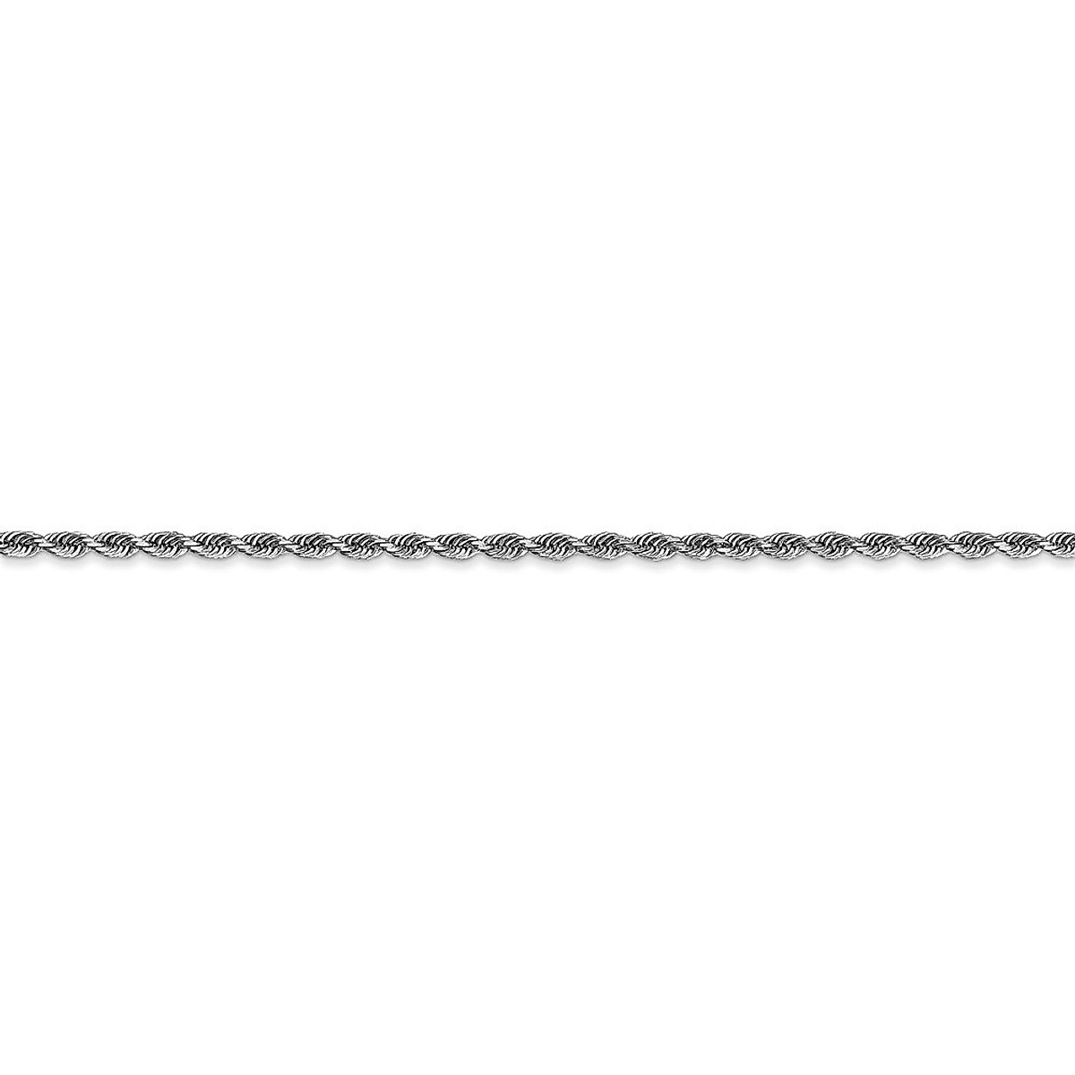 Solid 10k White Gold 2.00mm Diamond-Cut Quadruple Rope Chain Bracelet - with Secure Lobster Lock Clasp 7"