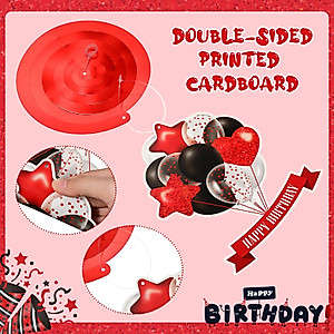 Funrous 30 Pieces Happy Birthday Hanging Swirl Decorations Birthday Party Ceiling Streamers Party Foil Swirls for Kids Women Men Birthday Party Decor Supplies (Red and Black)