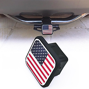 1 PC Trailer Hook Dust Proof Plug, USA American Metal Flag Trailer Hitch Cover Tube Plug, Heavy Duty Trailer Hitch Tube Cover, Car Accessories, Suitable for Most Cars and Trailers (Red)