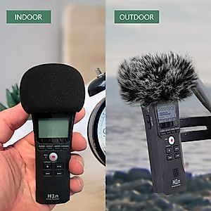 ChromLives Microphone Windscreen, Furry Windscreen Muff Wind Cover + Foam Microphone Windscreen Cover Compatible with Zoom H1 H1n Apogee Mic and More, Furry & Foam 2Pack