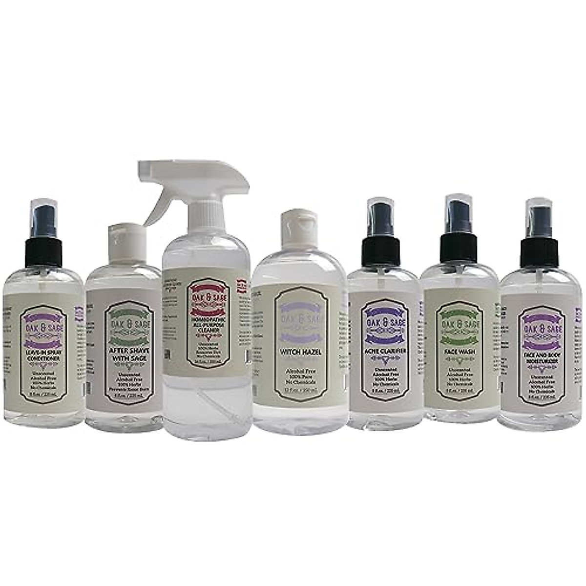 Oak & Sage Homeopathic Face Wash - Unscented - 8oz, 100% Herbs, No Alcohol, No Chemicals - For All Skin Types