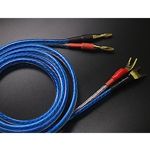 KK YB-ZB 1pair set(4 Spade Plug & 4 Banana Plug) HIFI OFC Speaker Wire, Spade Plug to Pin Type Plug 1.5M(4.92ft)/3M(9.84ft)/5M(16ft), KK YB-ZB (3M(9.84ft))